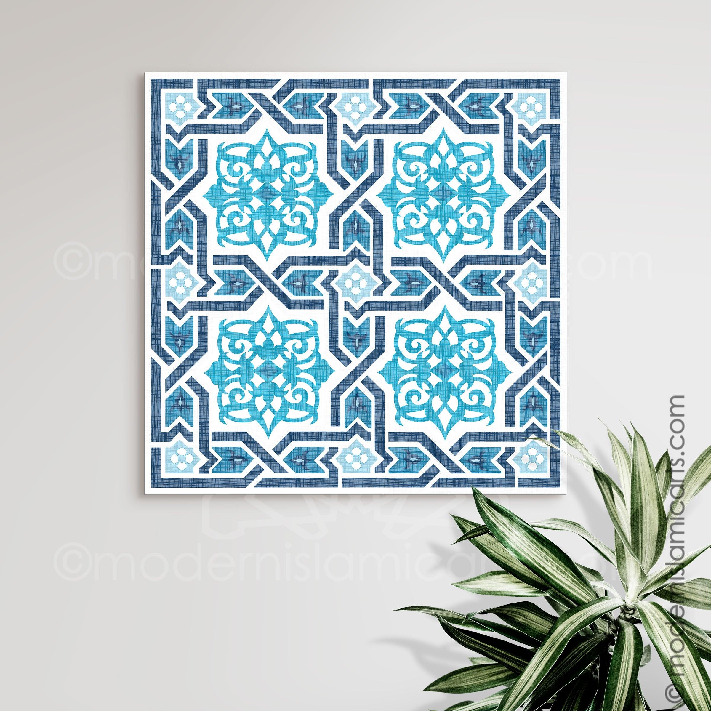Blue Wall Art - Islamic Wall Art - Islamic Pattern Decor Arabesque ...