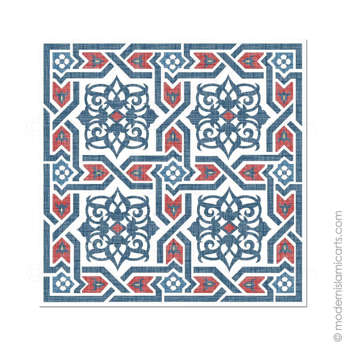 Red - Blue Canvas - Islamic Wall Art - Islamic Pattern Decor Arabesque ...